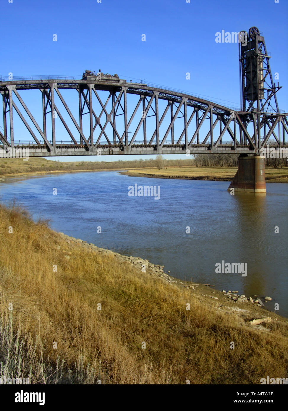 Railway Lift Bridge Stock Photo - Alamy