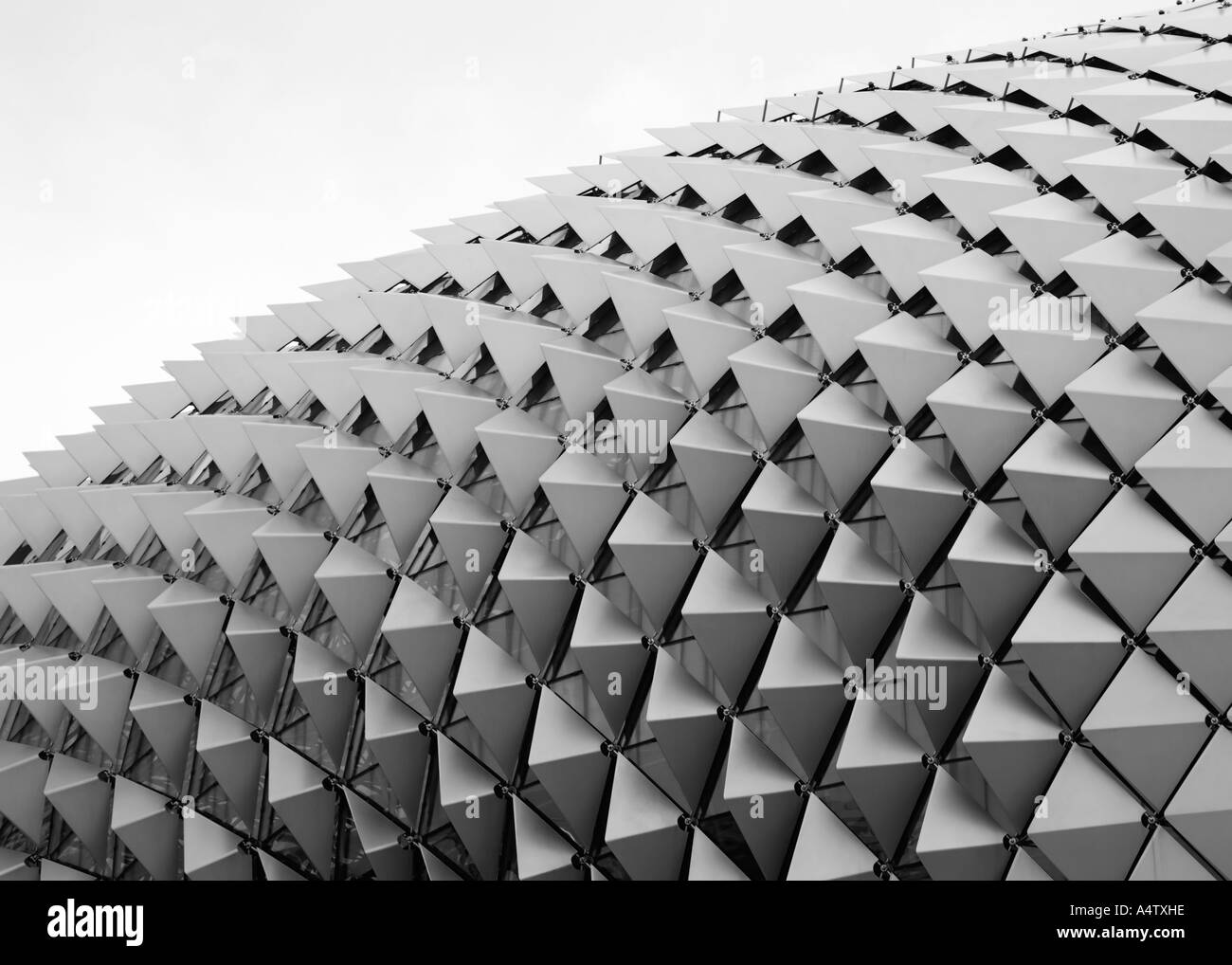 Section of the architecture on the Esplanade theatre roof in Singapore ...