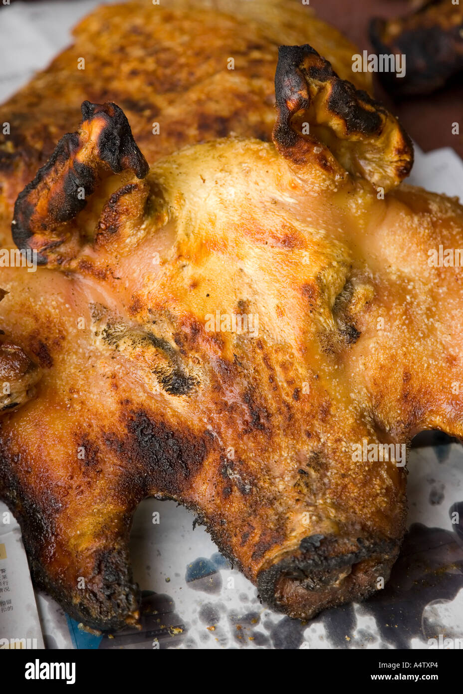 Roast whole cooked pig on a butcher's stall in Taiping, Malaysia Stock ...