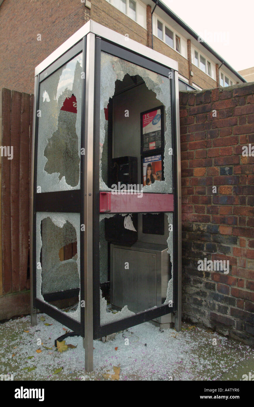 LOCAL BRITISH TELECOM PHONE BOX VANDALIZED SOUTHEAST LONDON 2006 Stock ...