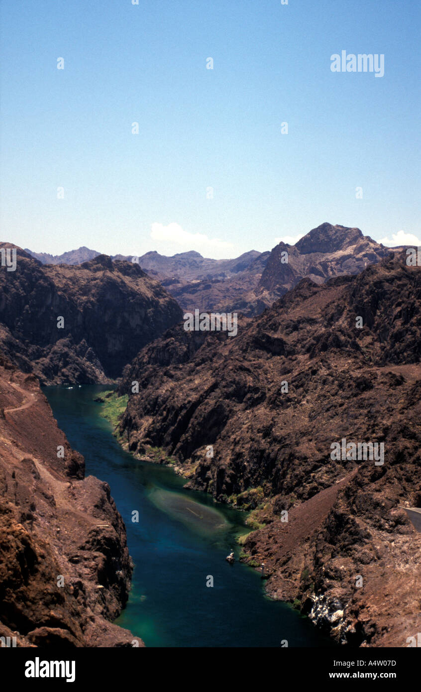 The Colorado River viewed from the Hoover Dam on the Nevada - Arizona ...