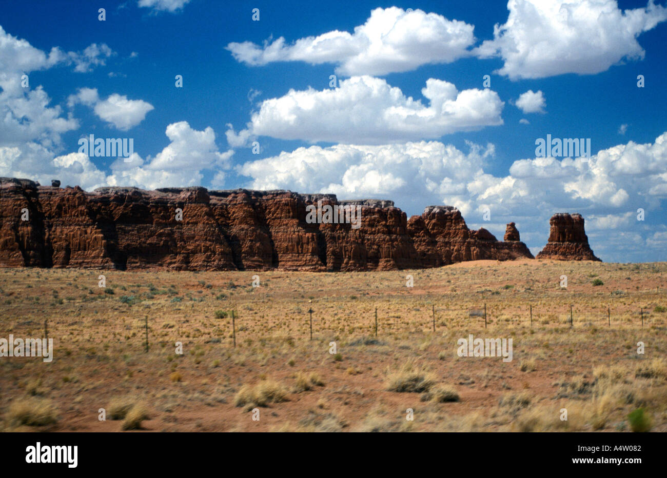 Driving past the Vermillion Cliffs of the Arizona desert Stock Photo ...