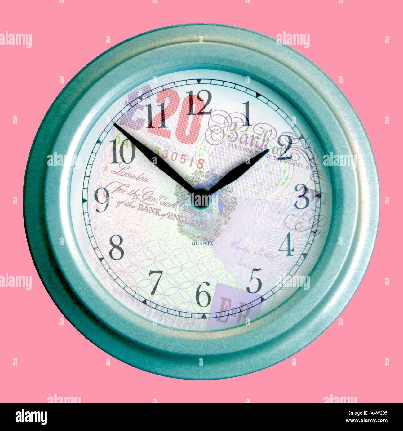 Time is Money Clock face with 20 note Stock Photo - Alamy