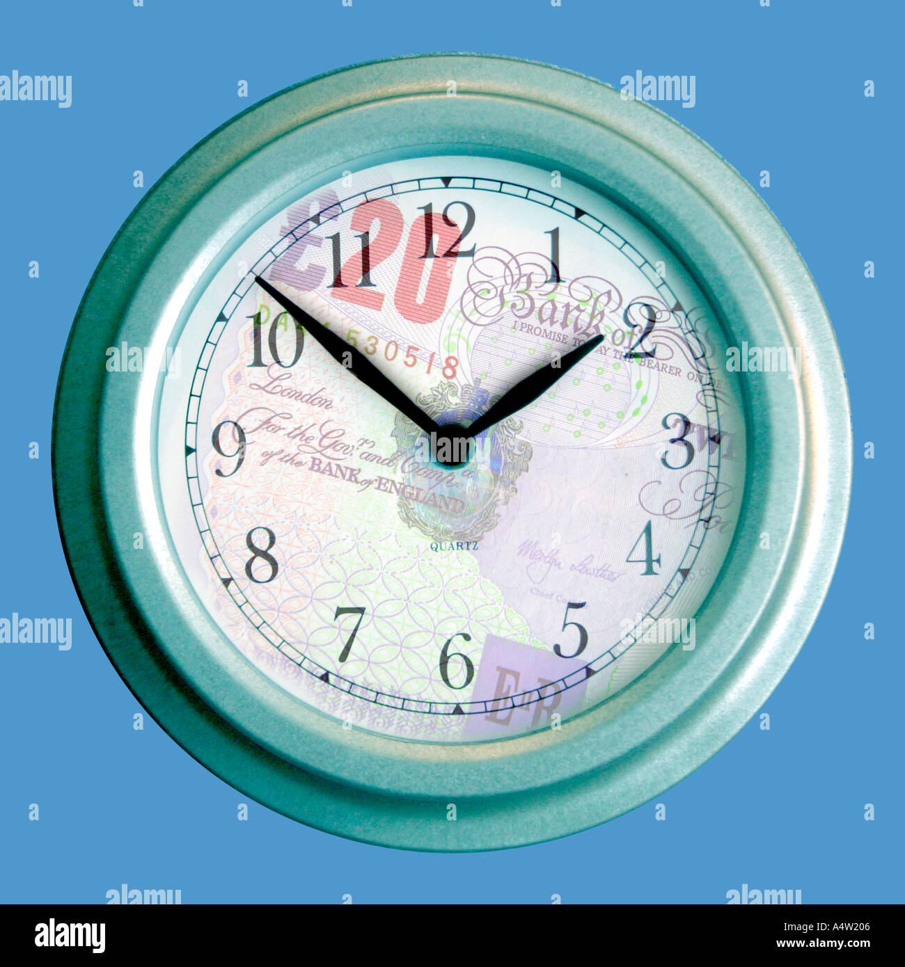 Time is Money Clock face with 20 note Stock Photo - Alamy