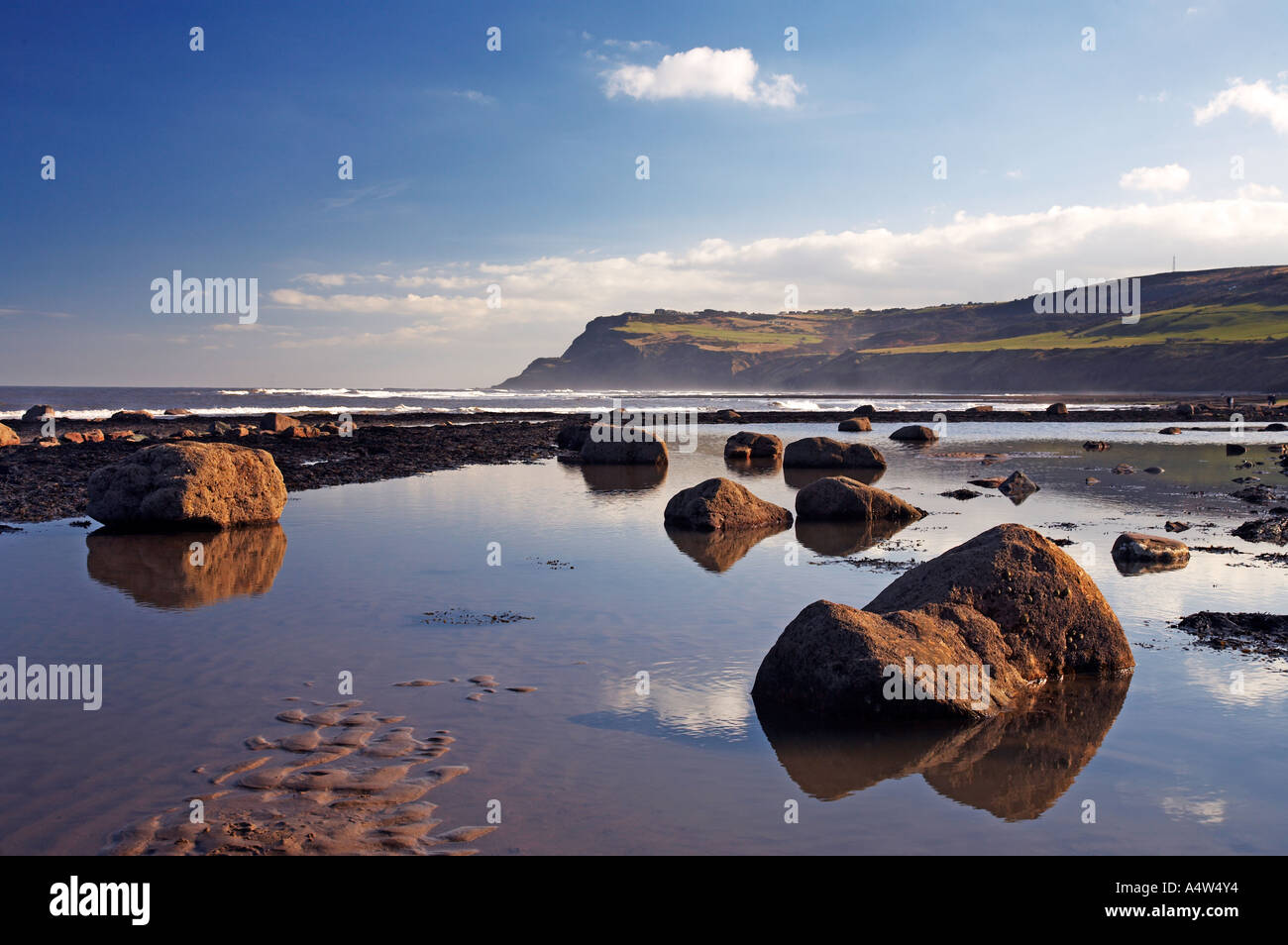 The Beach Robin Hoods Bay looking towards Ravenscar North Yorkshire ...
