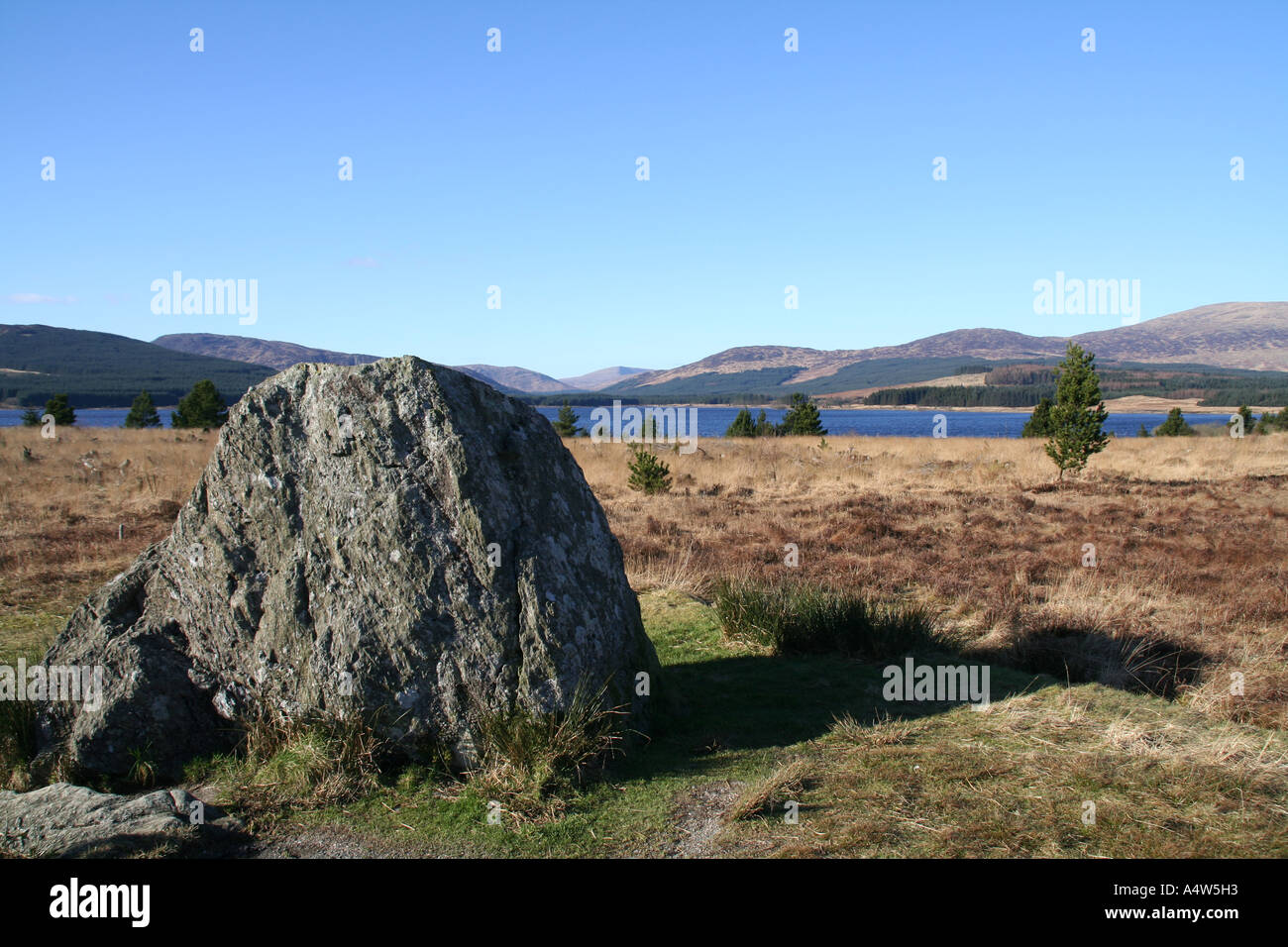 Bruce's Stone near Clatteringshaw Loch in Dumfries & Galloway Stock ...