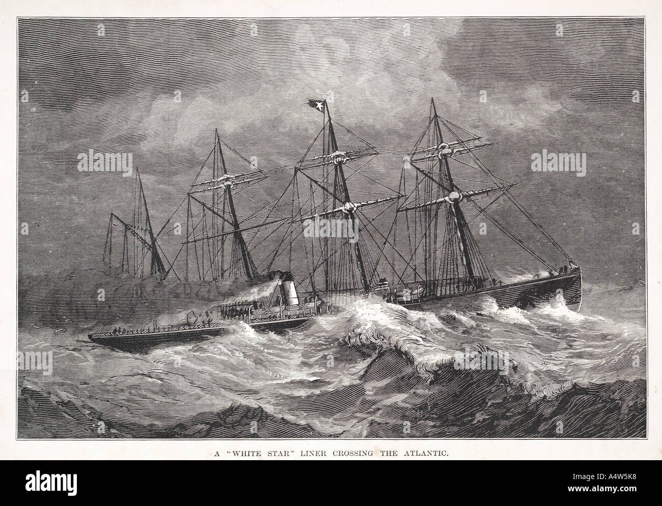 White Star steamer Ocean Sea crossing heavy rough weather storm gale ...