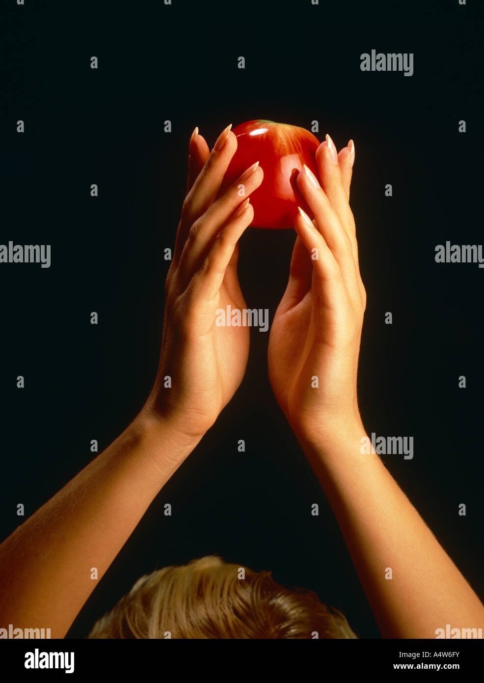 GIRL HANDS HOLDING AN APPLE Stock Photo - Alamy
