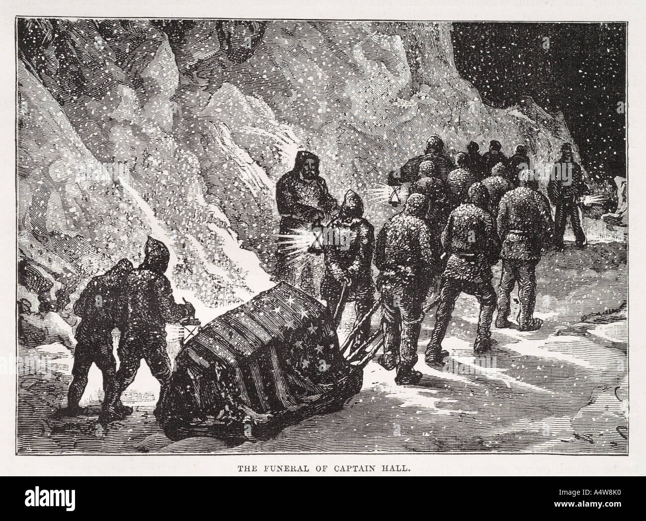 death captain hall American explorer arctic polar sledge coffin flag ...