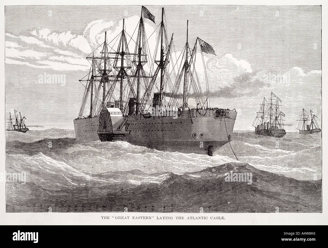 great eastern Brunel Atlantic cable paddle steamer steamship transport ...