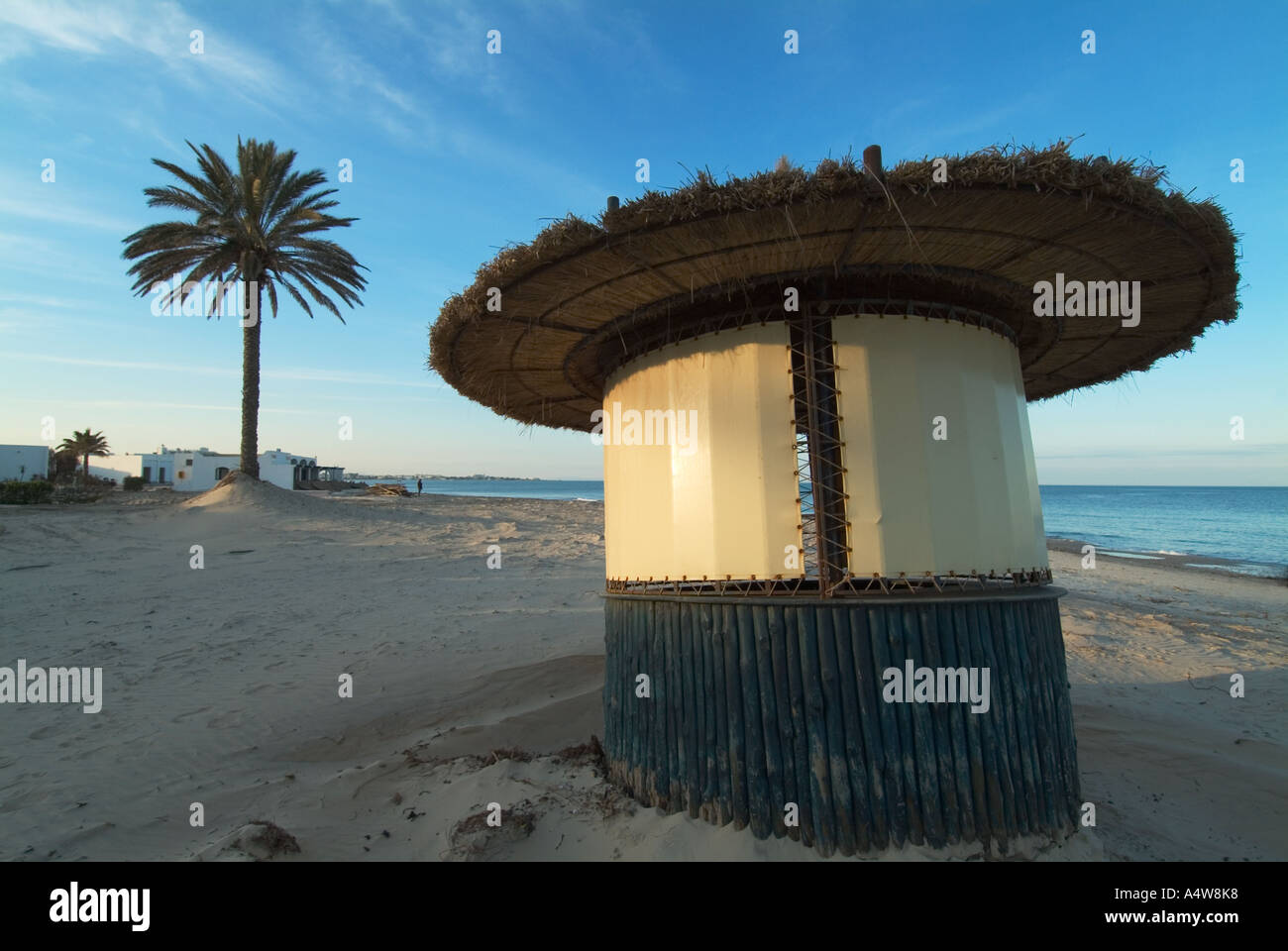 palm tree and beach bar in Sousse, Tunisia out of season Stock Photo ...