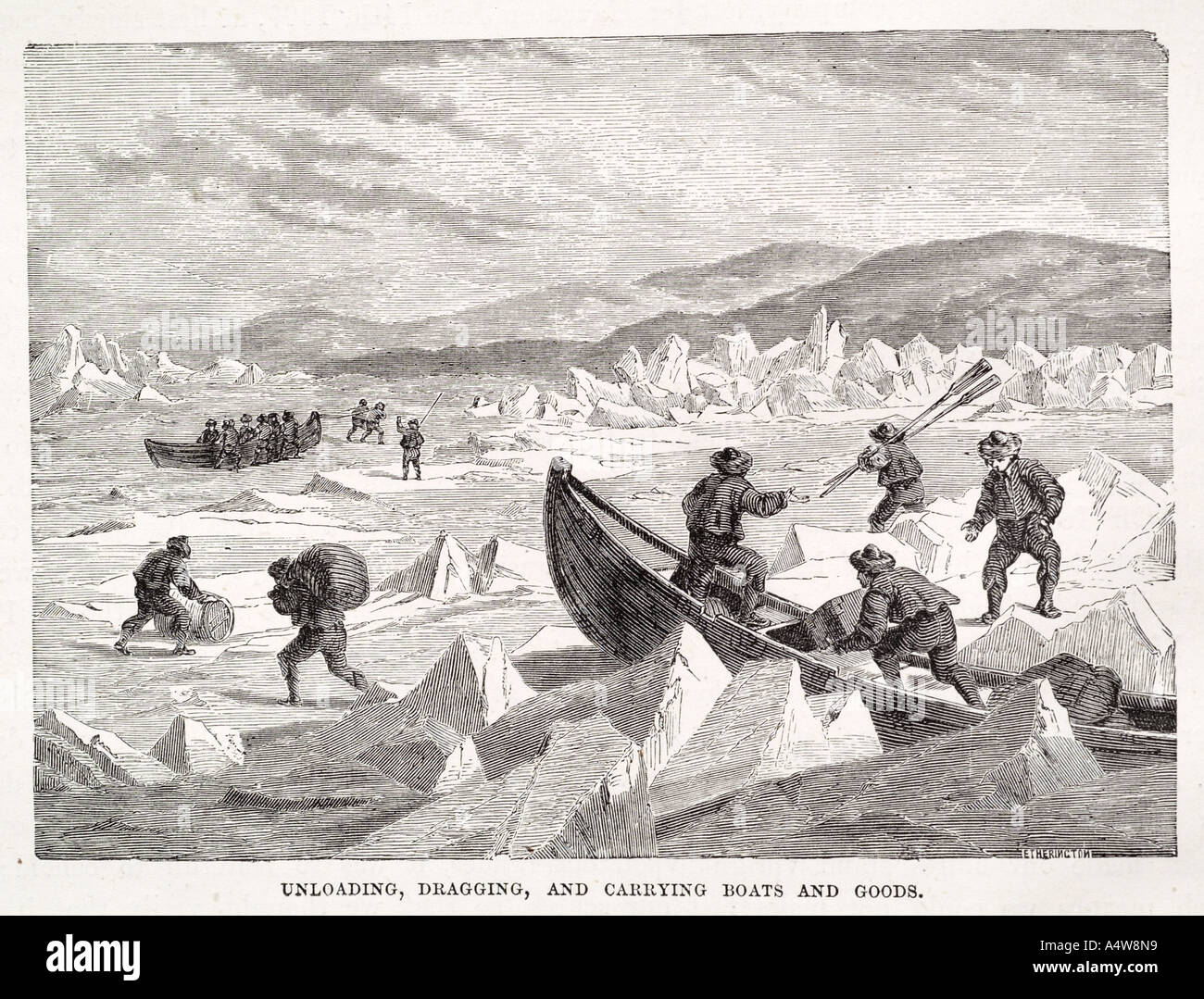 polar arctic Antarctic north south sea ice pack rowing boat oar sailor ...