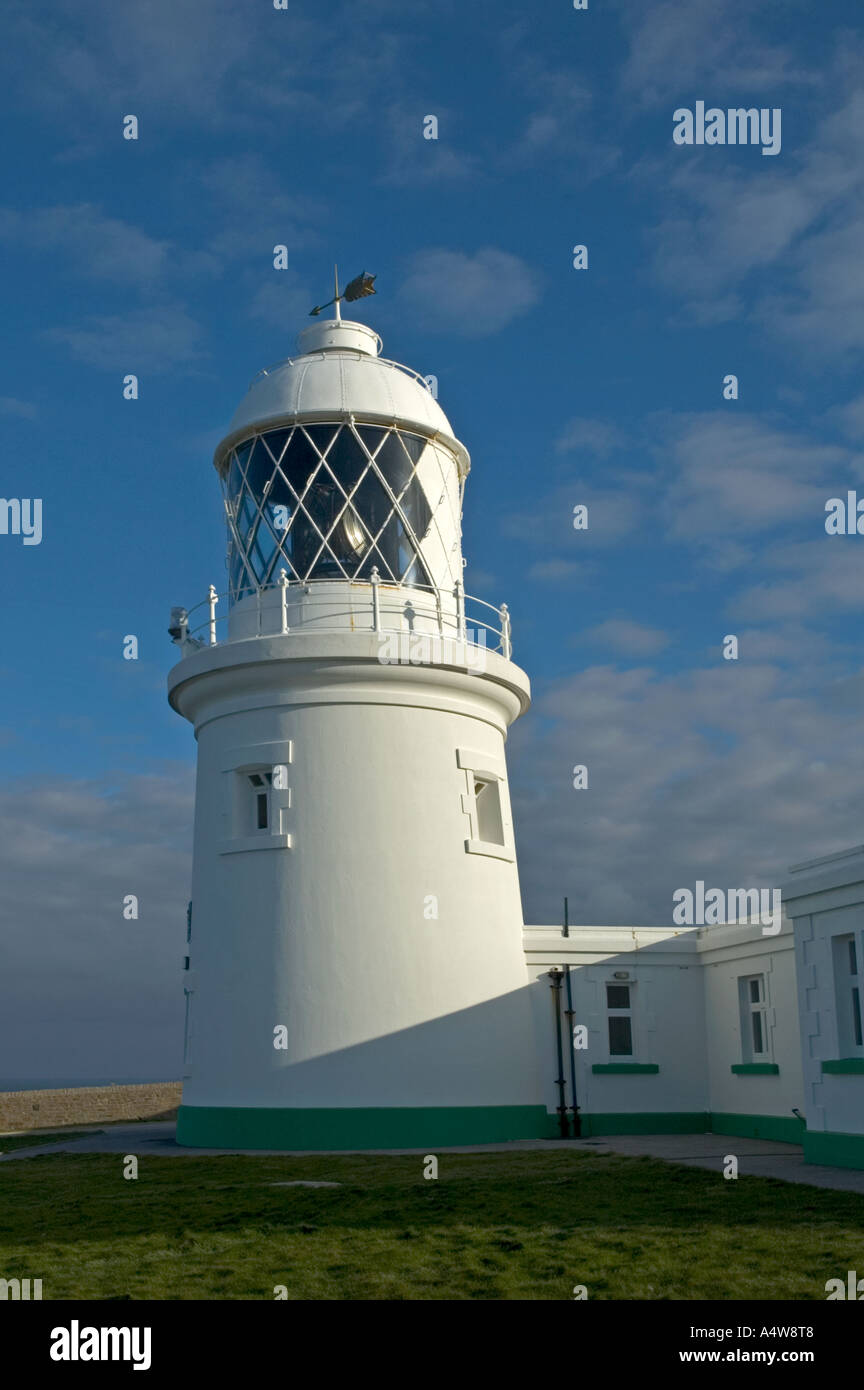the two story lighthouse at pendeen in cornwall,england Stock Photo - Alamy