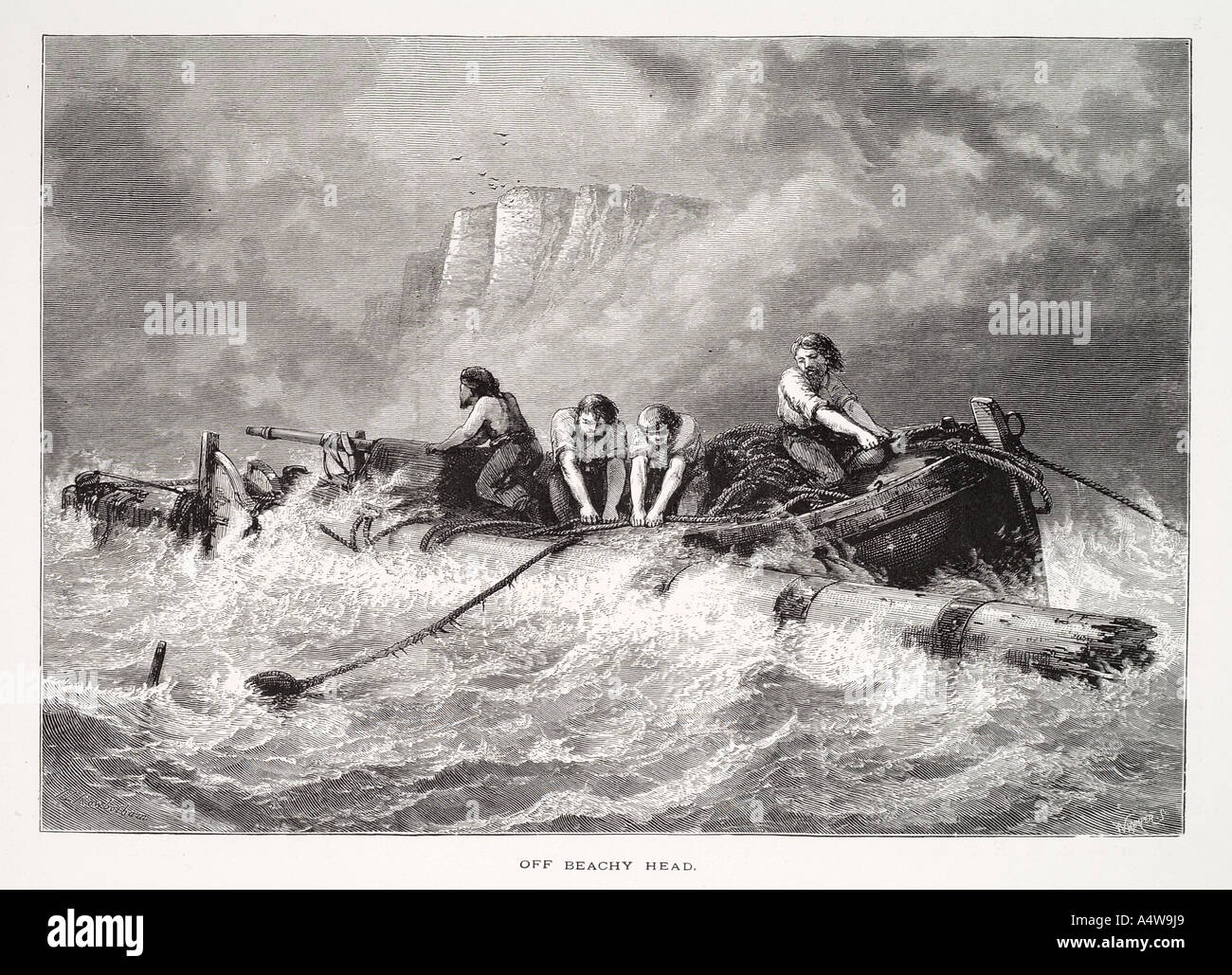 Beachy head Sussex storm waves mast savage flotsam mast fimber cliff ...