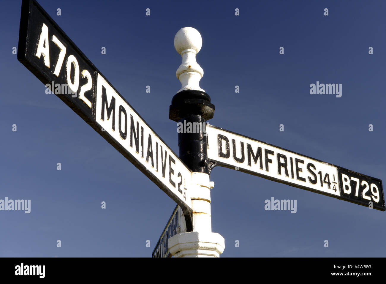 Old rural road sign distances and directions hi-res stock photography ...