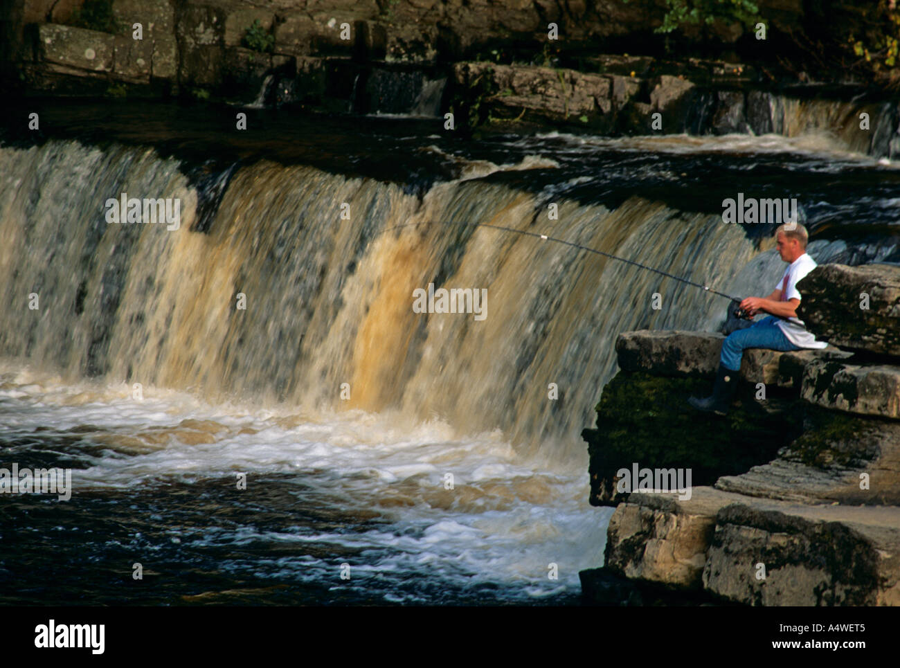 Fishing, River Swale, Richmond, Yorkshire Stock Photo - Alamy