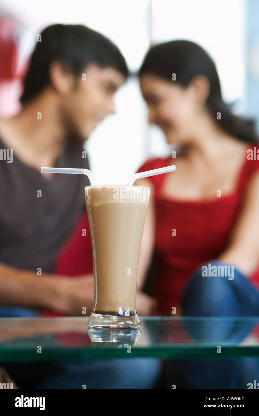 Milkshake with two straws hi-res stock photography and images - Alamy