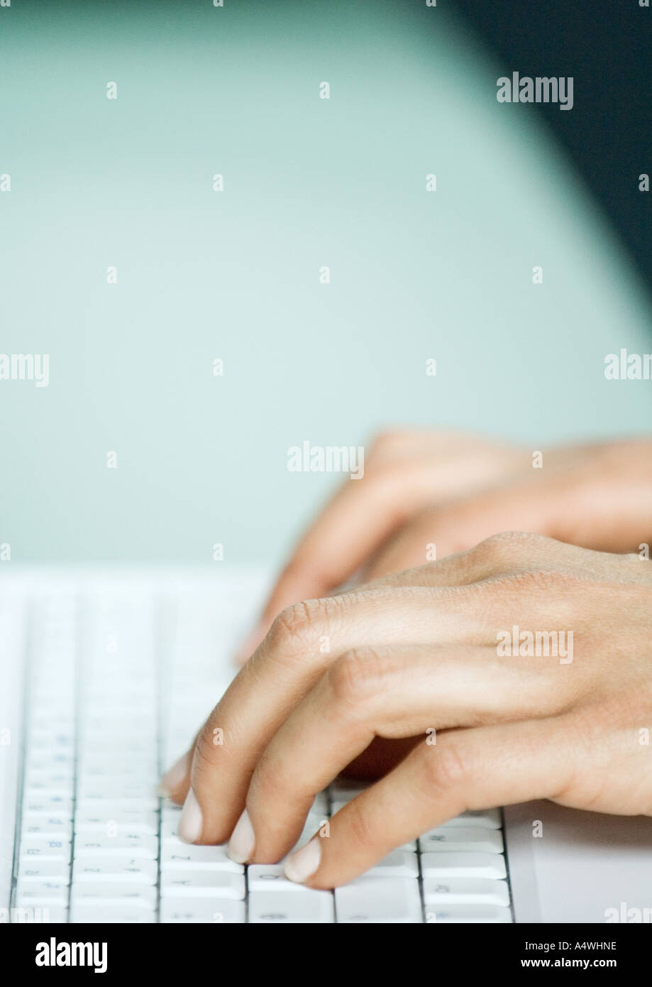 Shot womans hands typing hi-res stock photography and images - Alamy