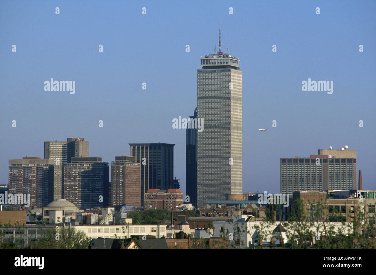 Zoom shot of Boston's Back Bay with the Prudential Tower being most ...