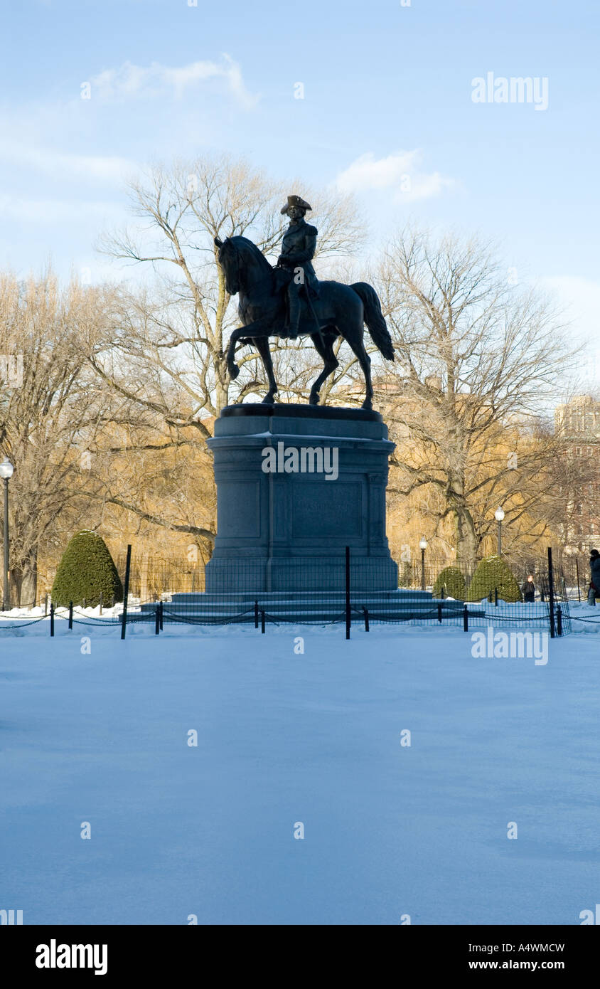The George Washington statue in the Boston Public Garden Stock Photo ...