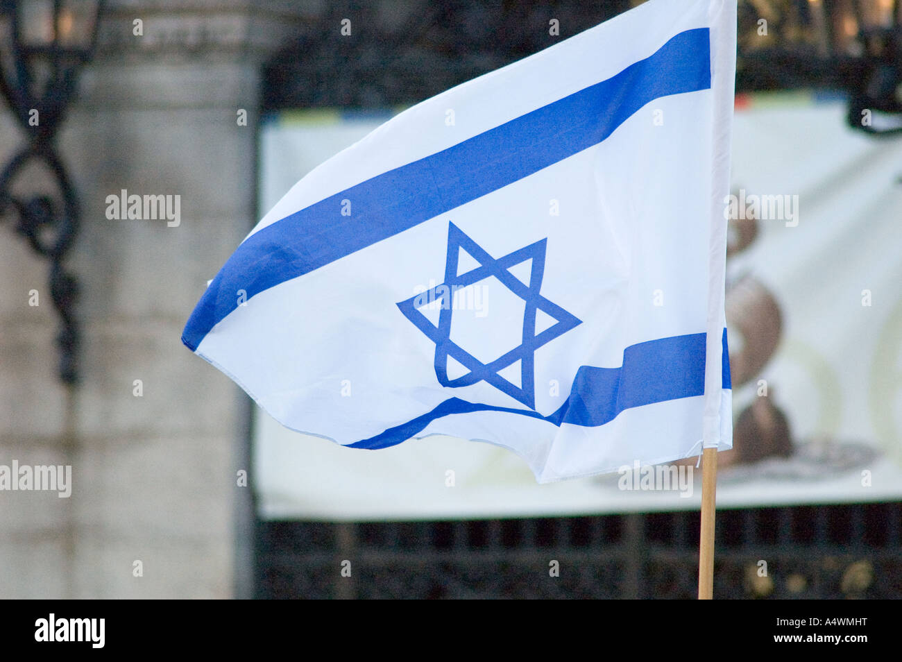 Israeli flag at a counter demonstration in Copley Square Boston ...