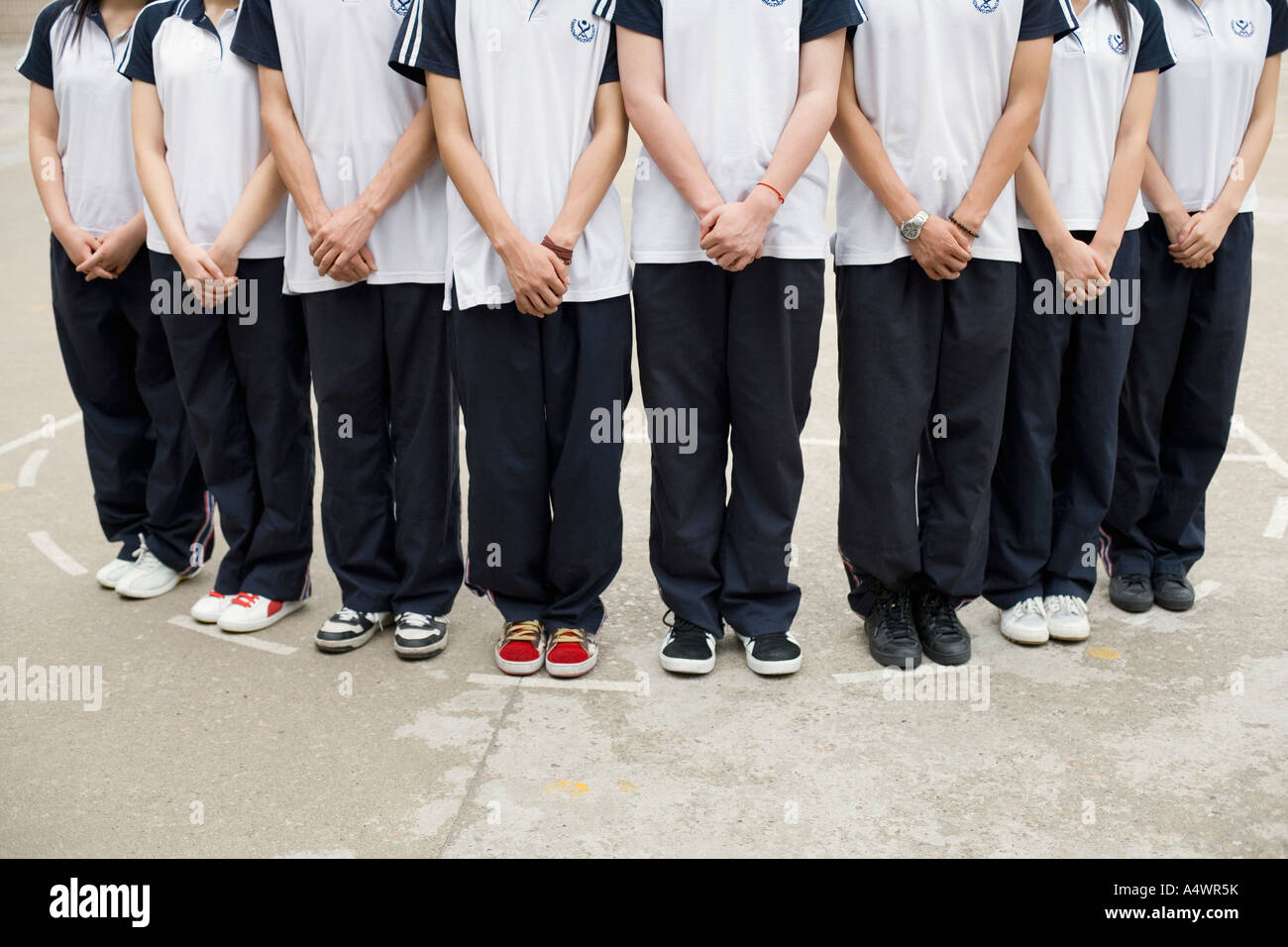 Students posing in a line Stock Photo - Alamy