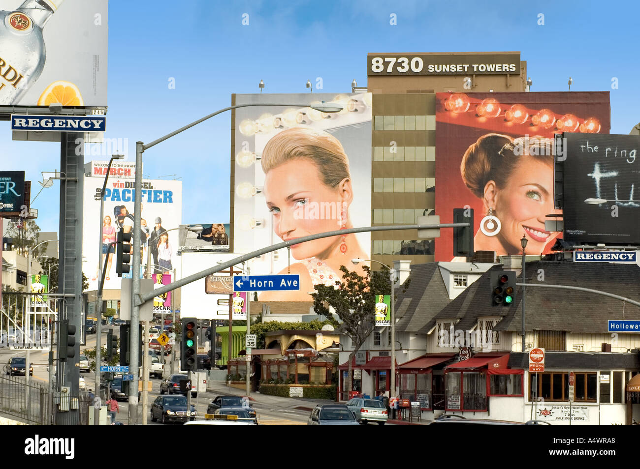 Huge billboards on Sunset Strip, Los Angeles, California, USA Stock ...