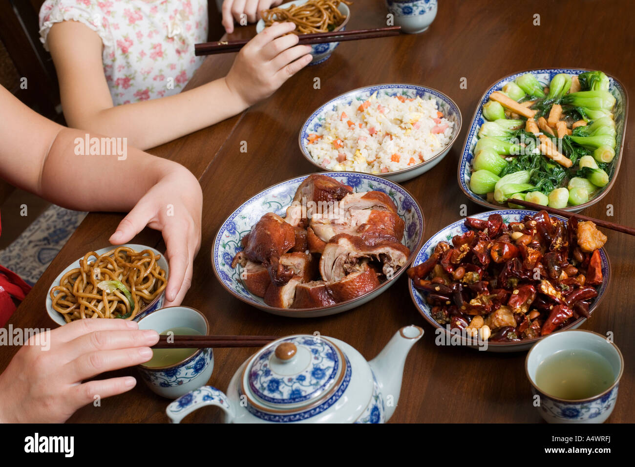Dishes of food on table Stock Photo - Alamy