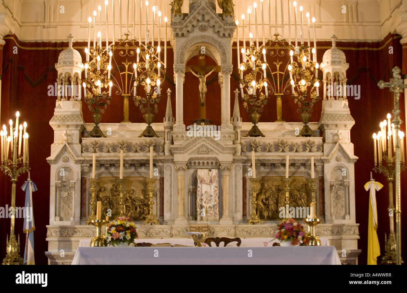 Decorated altar of a church Stock Photo - Alamy