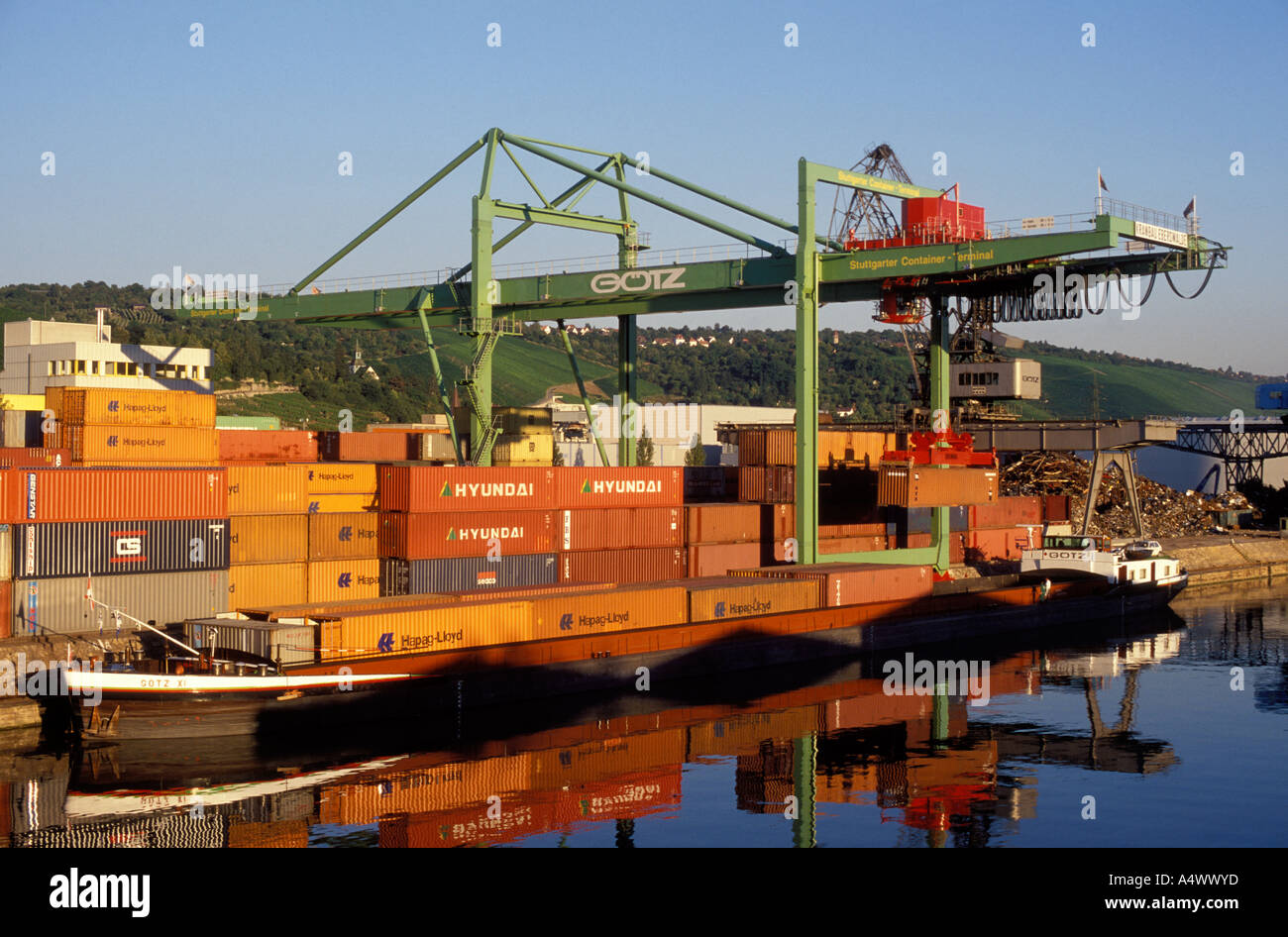Cargo ship at the container terminal of Stuttgart Baden Wuerttemberg ...