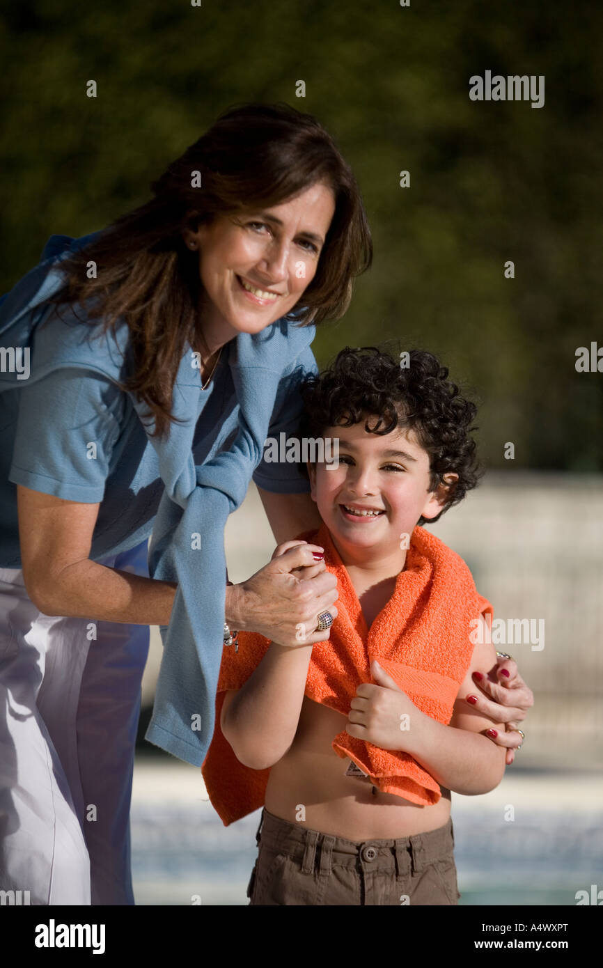 Mother and son smiling together Stock Photo - Alamy