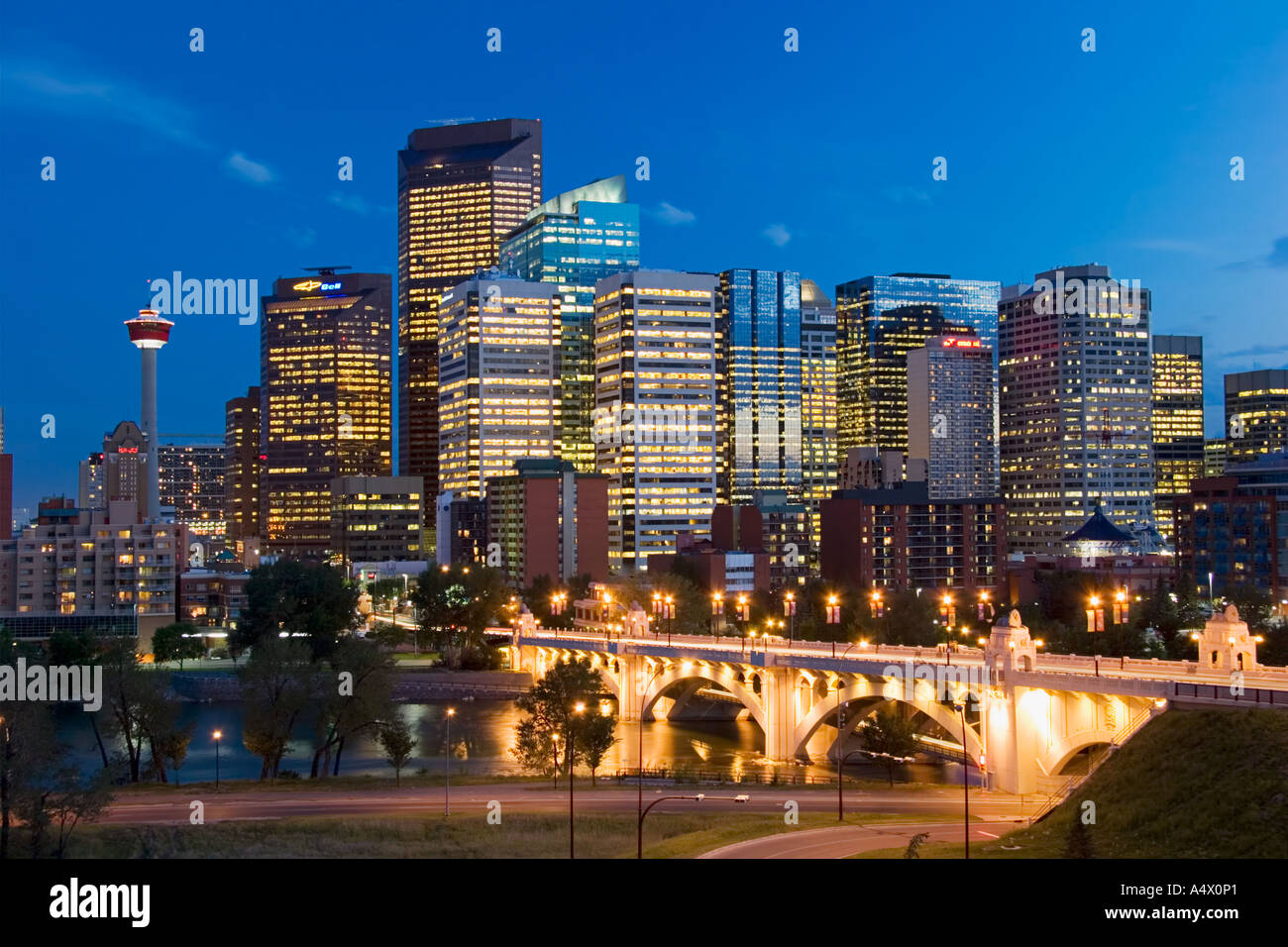 Centre Street Bridge, Calgary Tower, Bow River, Downtown, Calgary ...