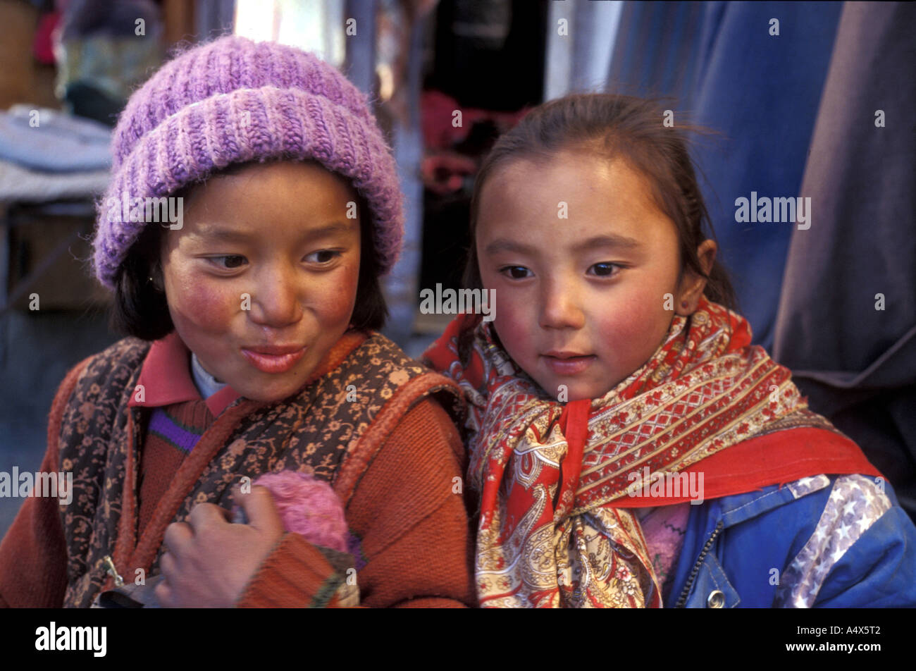 Young girls Leh Ladakh Jammu Kashmir India Stock Photo - Alamy