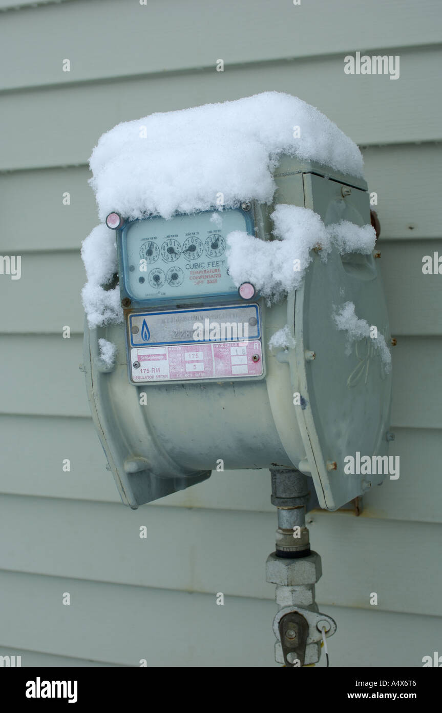 natural gas meter covered with snow Stock Photo - Alamy