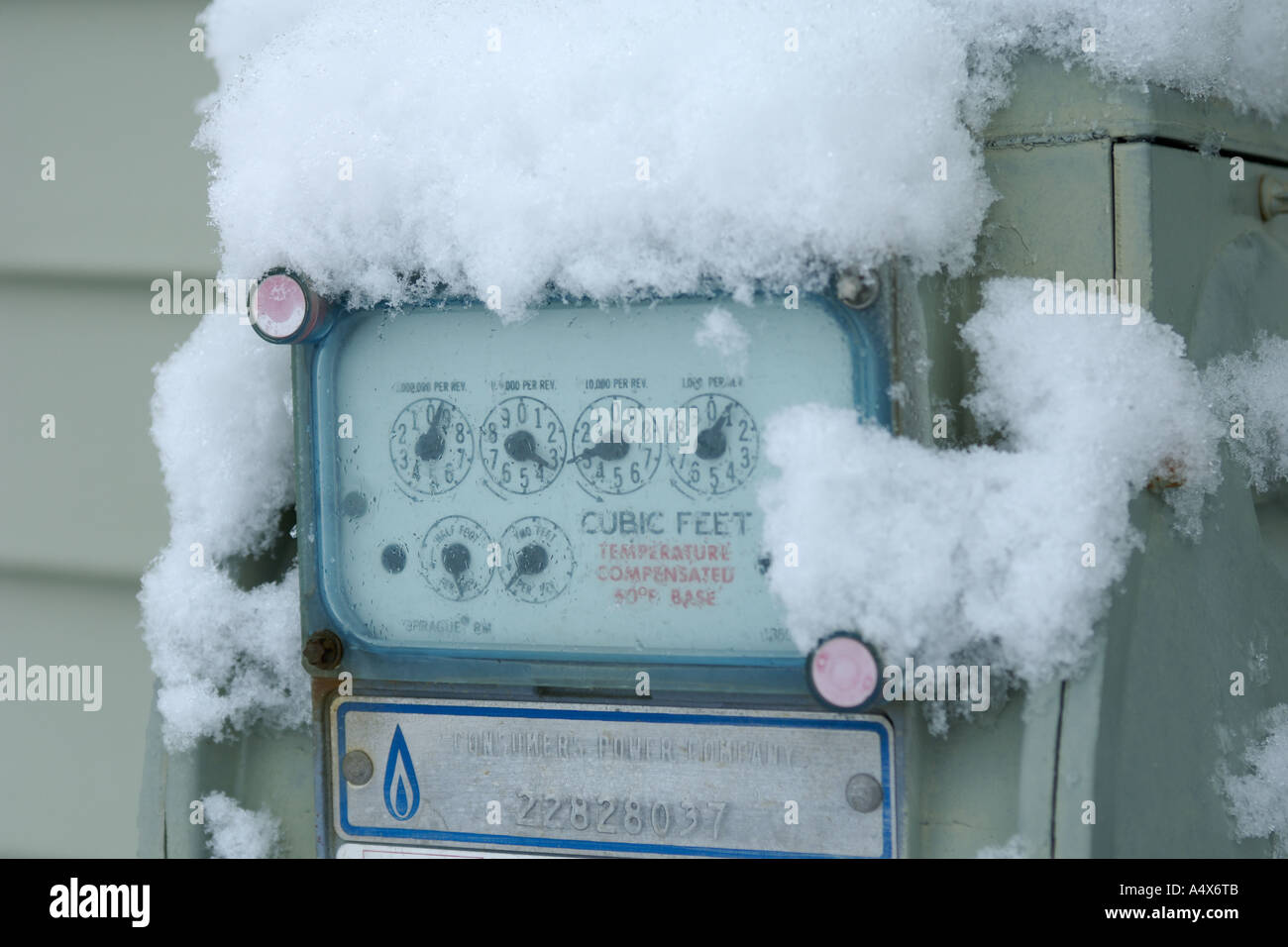 natural gas meter covered with snow Stock Photo - Alamy