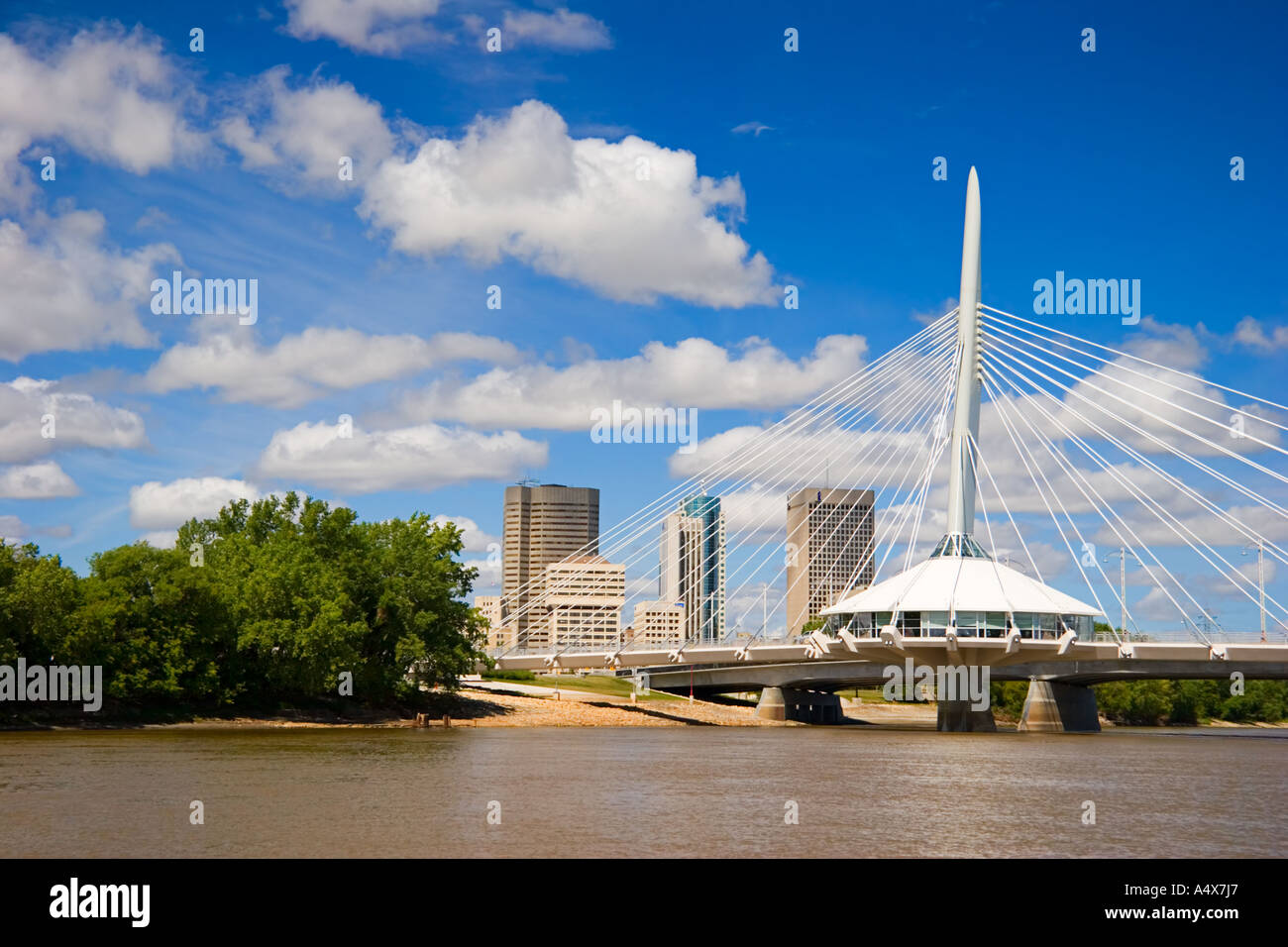 Red River, Provencher Bridge, Esplanade Riel, Winnipeg, Manitoba ...