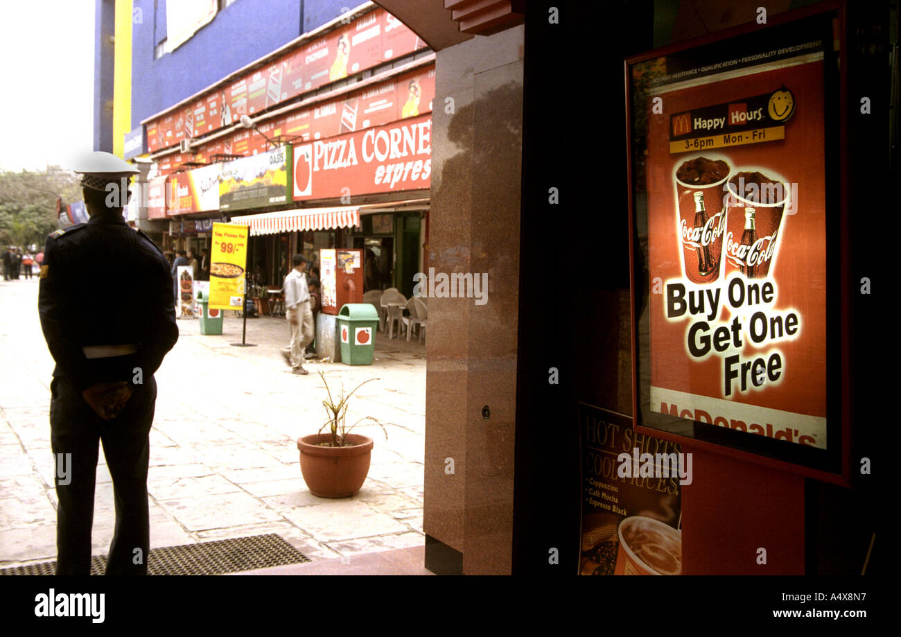 Coke display board outside a McDonald s outlet at the PVR compl Stock ...