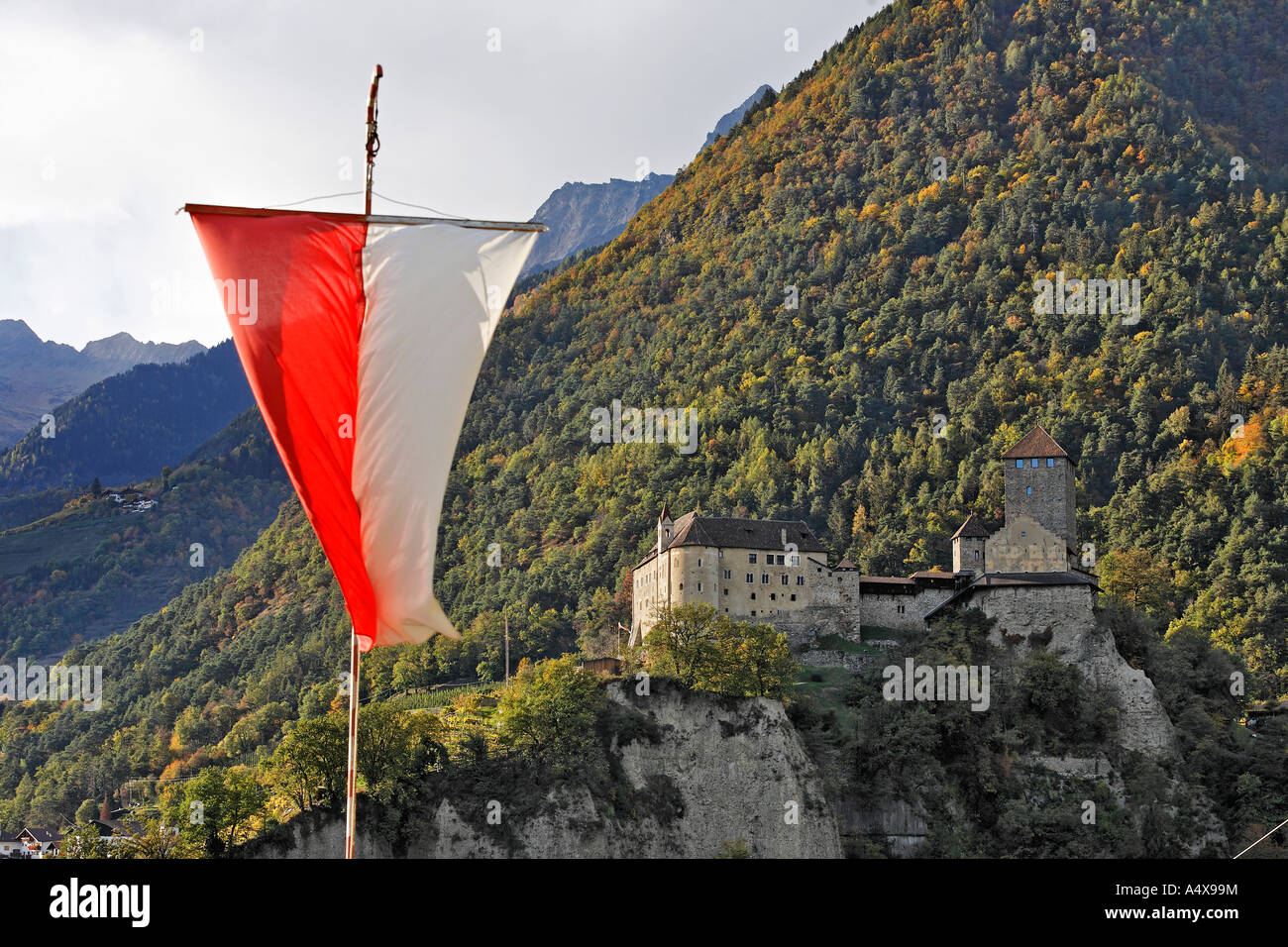 Tirol castle viewed from Dorf Tirol, near Meran, South Tyrol, Italy ...