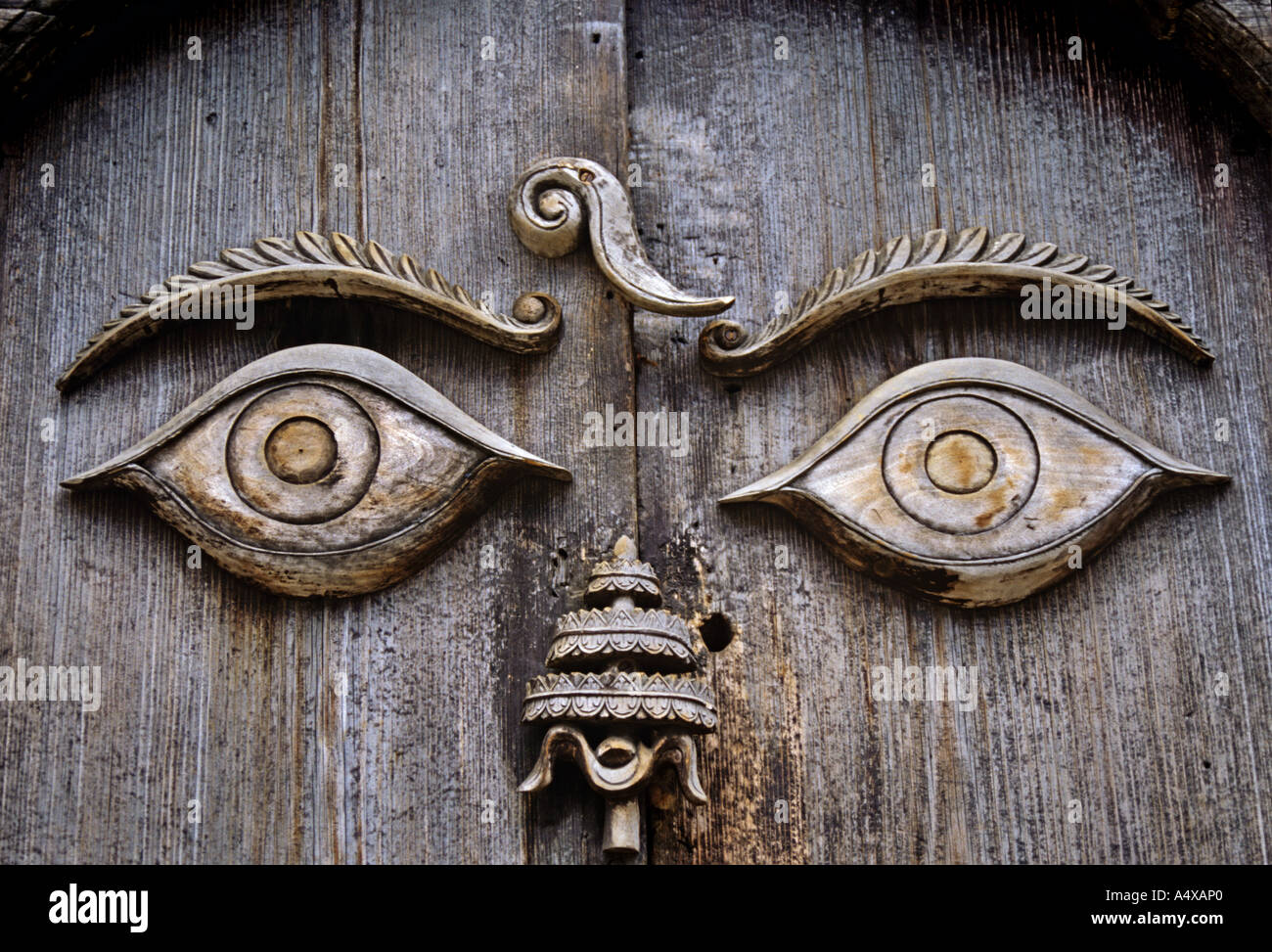 Carved Eyes Darbar square Stock Photo - Alamy