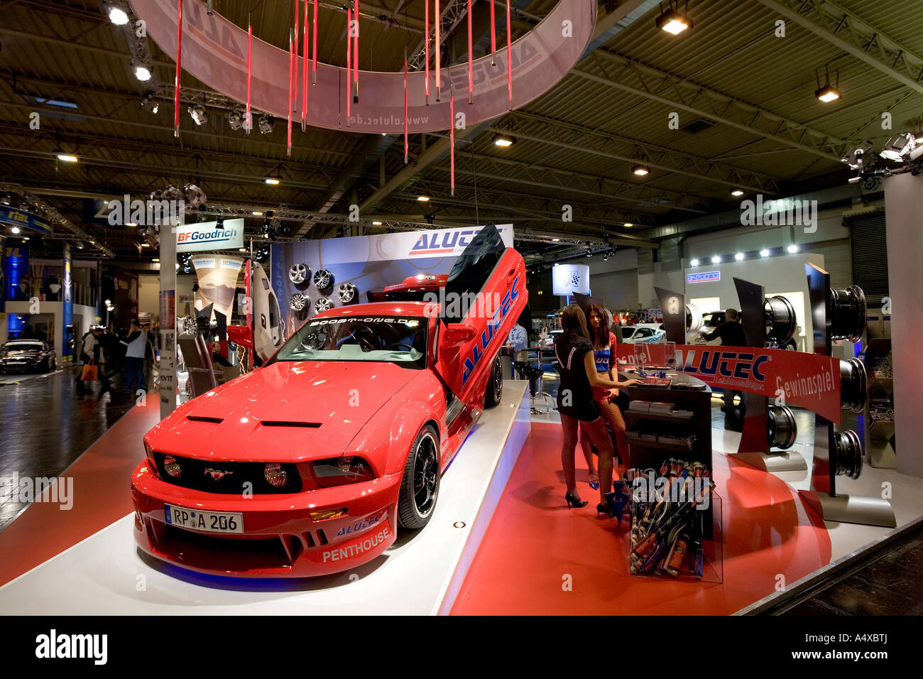Exhibition stand of an alloy wheels manufacturer at the Essen Motor ...