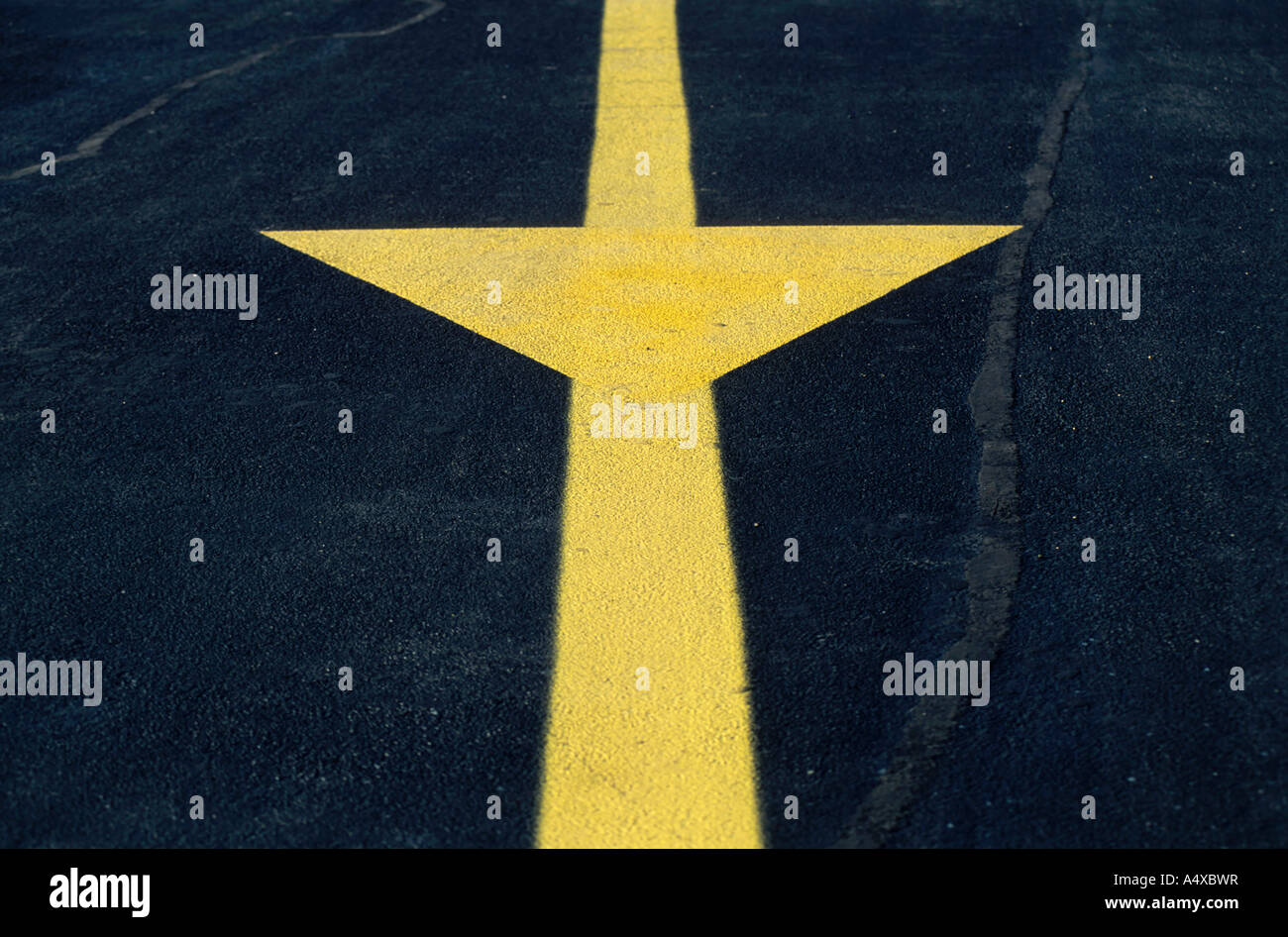Arrow sign indicating direction and guidance on an airfield, France ...