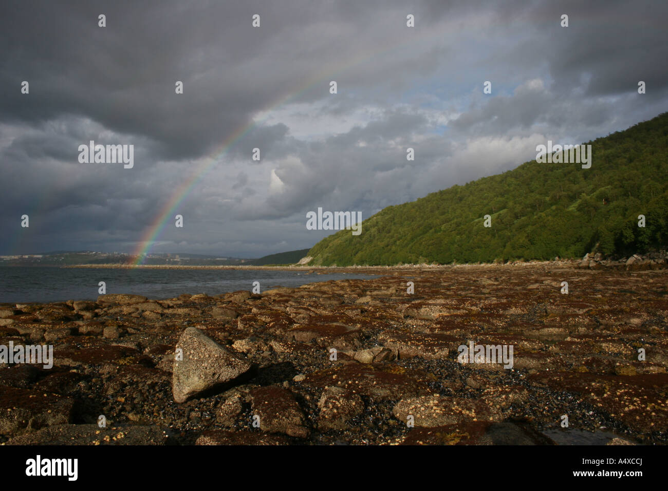 Rainbow above Nagaevo bay. Magadan, Sea of Okhotsk, Eastern Siberia ...