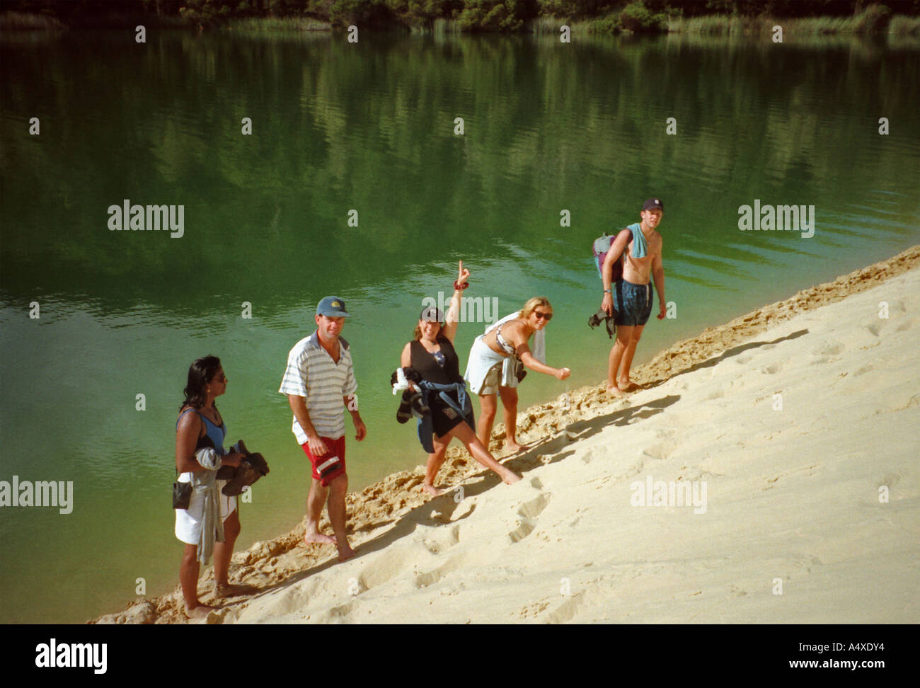 Back packers at lake wabby Stock Photo - Alamy