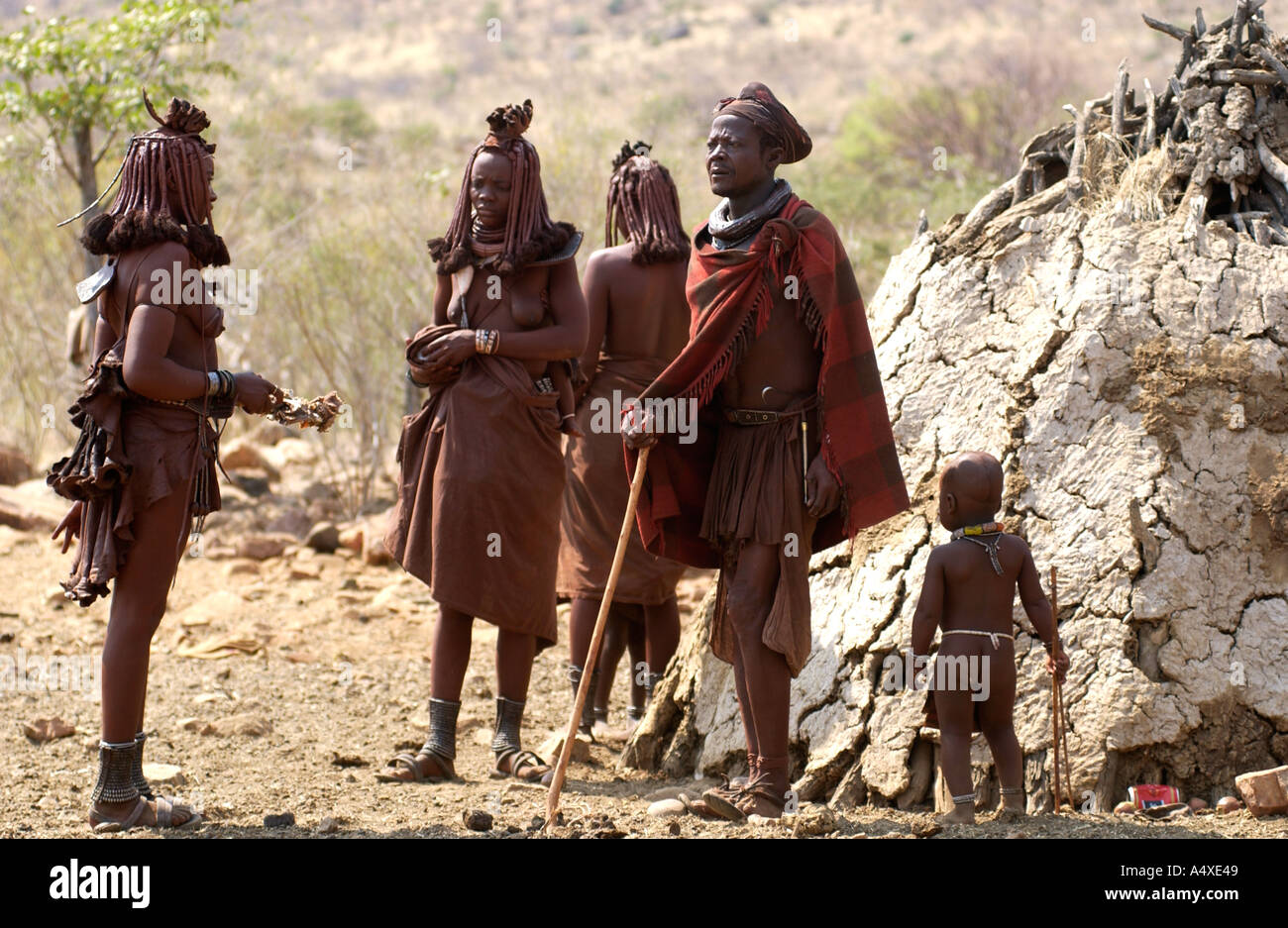 Himba chief with family Stock Photo - Alamy