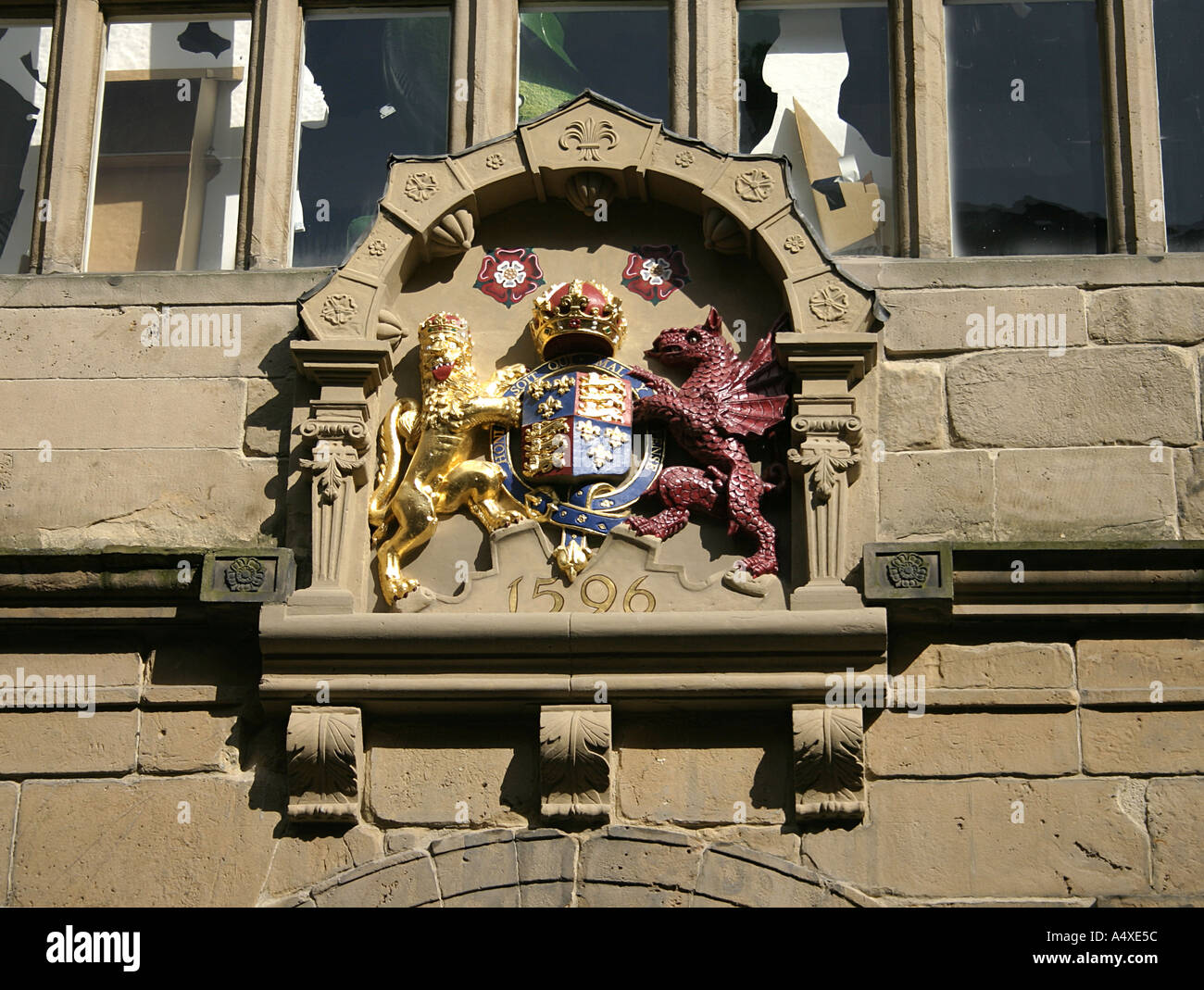 Detail of coat of arms on The Old Market House in The Square by Walter ...