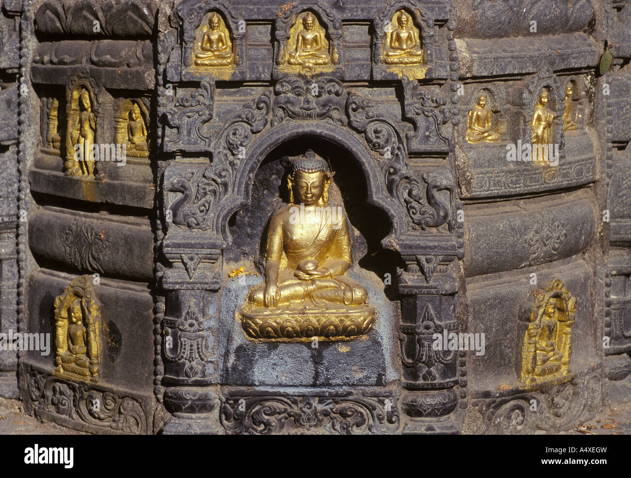 Detail of a small stupa at the ground of the Mahabodh-Temple, Bodhgaya ...