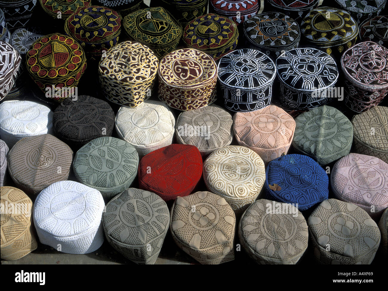 Muslim skull caps - taqiyah - for sale outside a mosque in East Africa ...