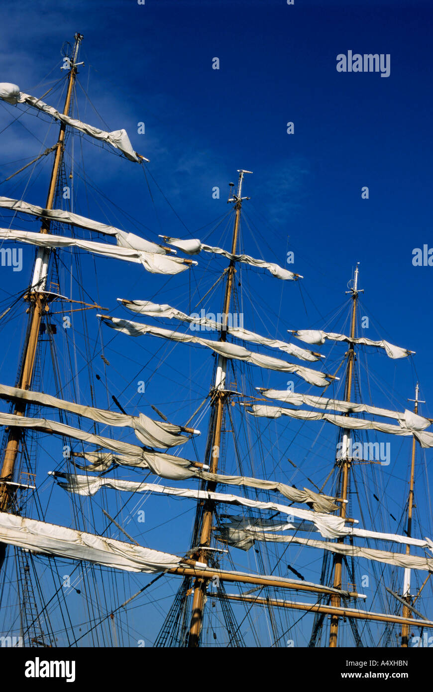Mast of a Russian sailing ship (Sedov) docked in Marseille, France ...