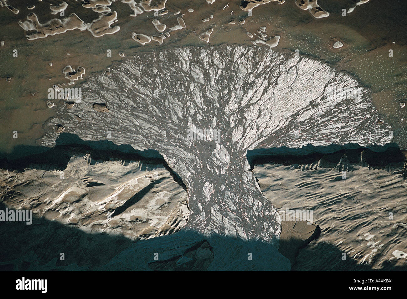 A sand washout after a wall collapse in the sandpit. Moscow region ...