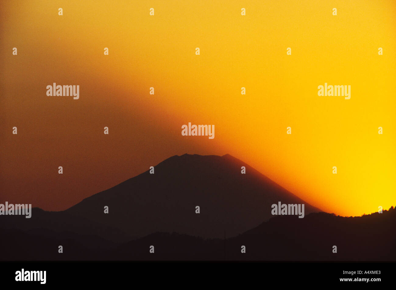 Mount Fuji Japan at dawn seen from the western suburbs of Tokyo Stock ...